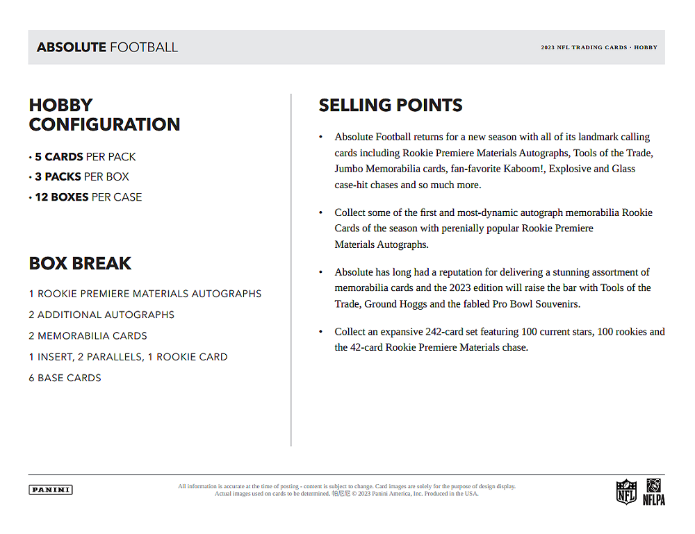 2023 NFL Panini Absolute