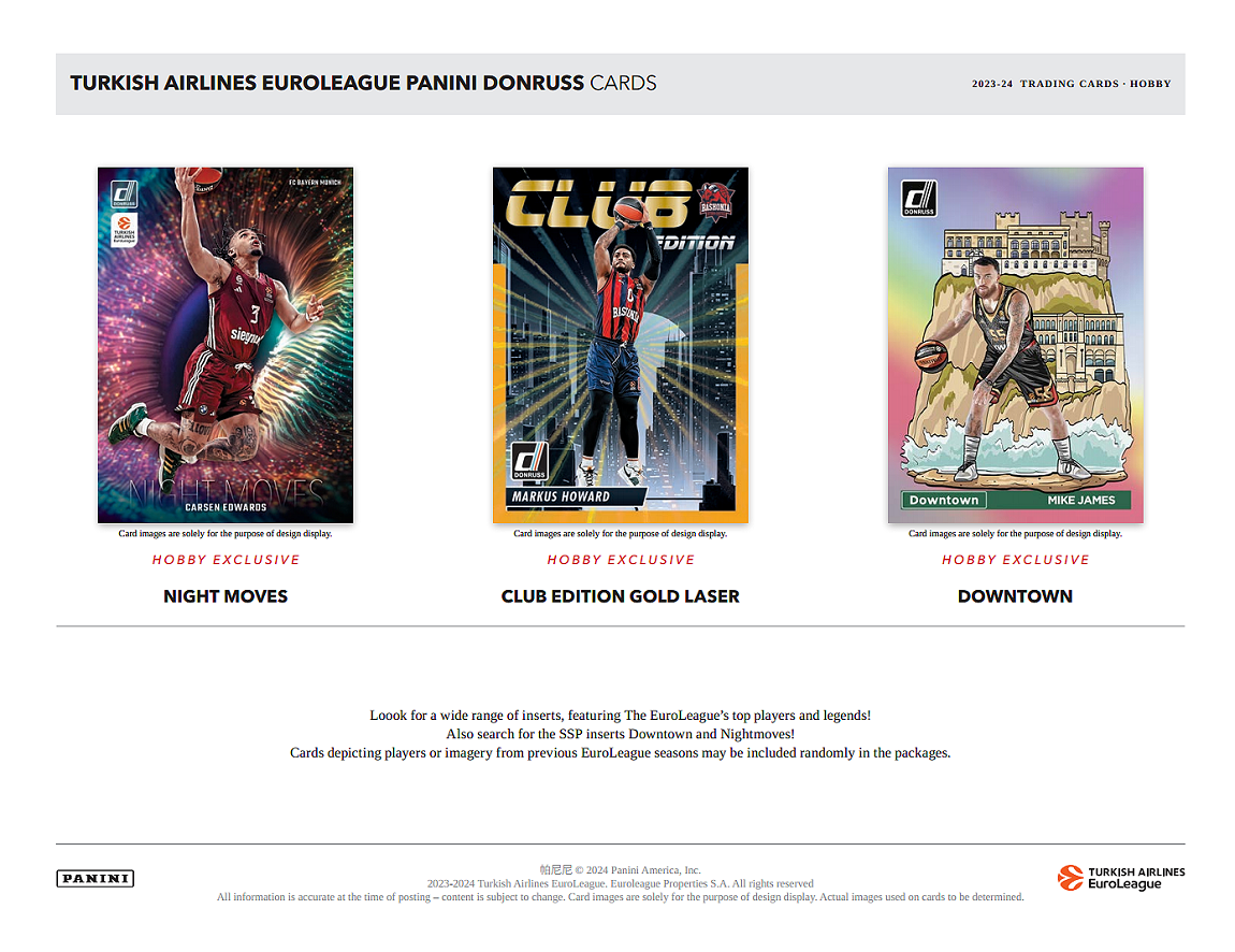2023-24 Turkish Airlines Euroleague Panini Donruss Cards